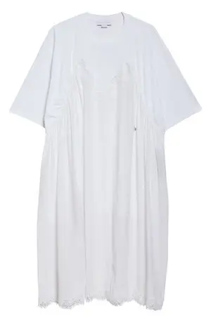 Stella Mccartney Lace Trim T-Shirt Dress In Pure White - 65% Off